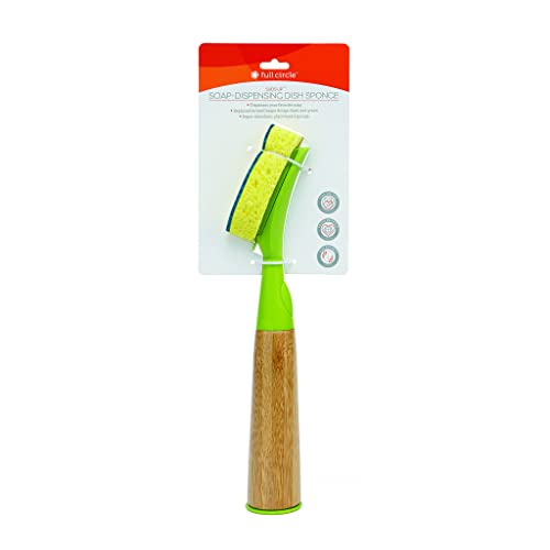 Full Circle Suds Up Soap Dispensing Dish Sponge with Bamboo Handle, 3 oz