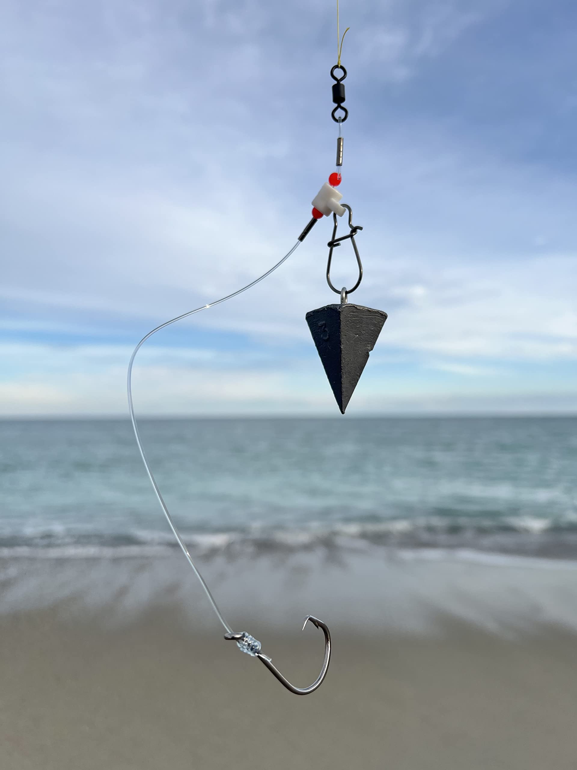 3 Pack 'Old Drum Rig' Surf Fishing Rigs with Duo-Lock Sinker Slide Snap 100# Mono 8/0 Snelled Circle Hook