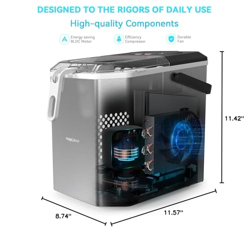 magicplux Ice Maker, Self-Cleaning Ice Makers Countertop, 9 Cubes in 6 Mins, 26.5 lbs Ice per Day, Ice Machine with Basket and Scoop for Home/Kitchen/Office/Party