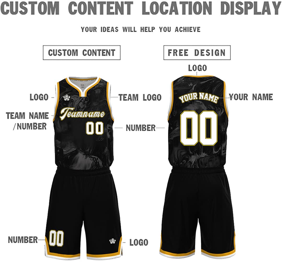 Unisex Classic Full Printed Basketball Volleyball Jersey Short Set Gift (Yello-Purple) One Size