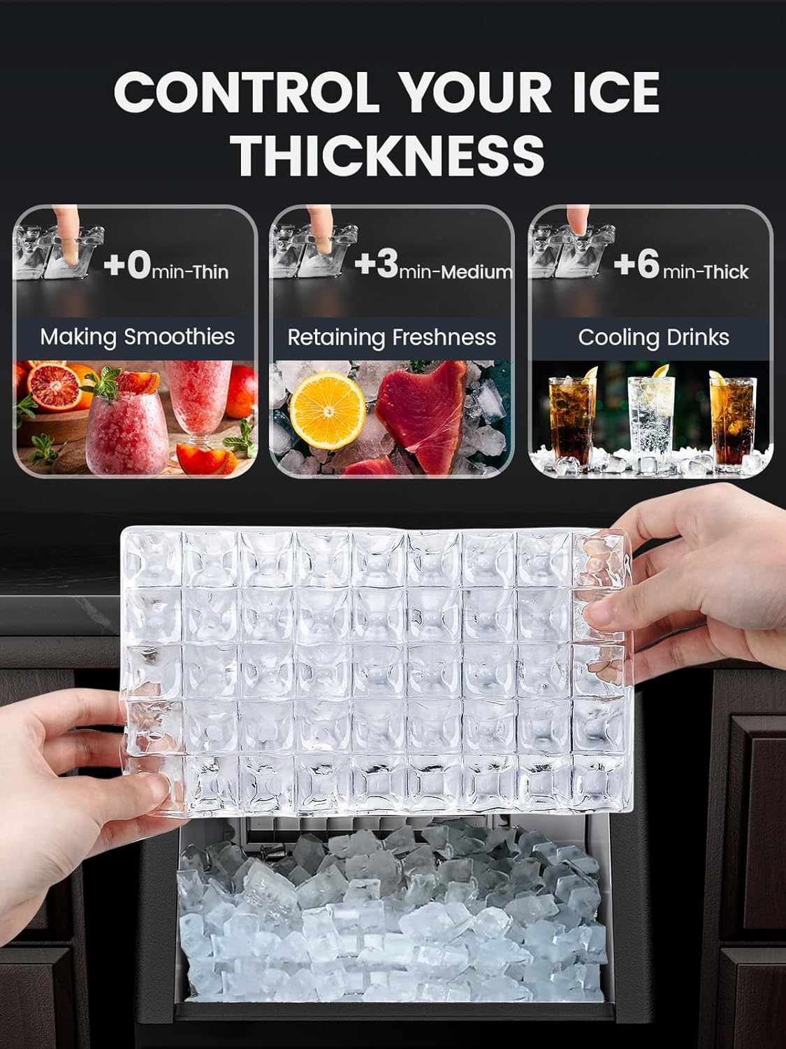 Kndko Commercial Ice Maker Machine, 100 lbs/24H, Stainless Steel Ice Maker with 2 Way Add Water, Under Counter Ice Machine, Freestanding Ice Maker, 24H Timer,Ice Machine for Home,Bar,Restaurant,RV