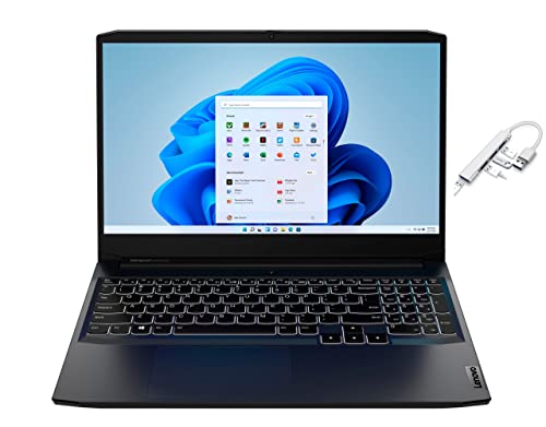 Lenovo IdeaPad 3 15.6β FHD LED Gaming Laptop | 11th Gen Intel Core i5-11300H | NVIDIA GeForce RTX 3050 | Backlit Keyboard | Windows 11 | with USB3.0 HUB Bundle (Black, 8GB RAM | 256GB SSD)