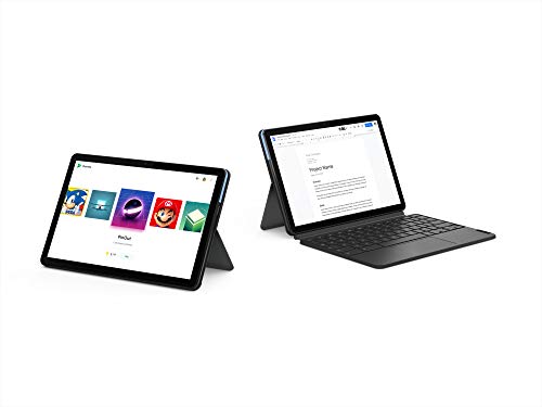 Lenovo Chromebook Duet, 2-in-1, 10.1" WUXGA (1920 x 1200) Display, MediaTek Helio P60T, 4GB LPDDR4X RAM, 64GB eMCP SSD, Integrated ARM G72 MP3 Graphics, Chrome OS, ZA6F0031US, Ice Blue + Iron Grey