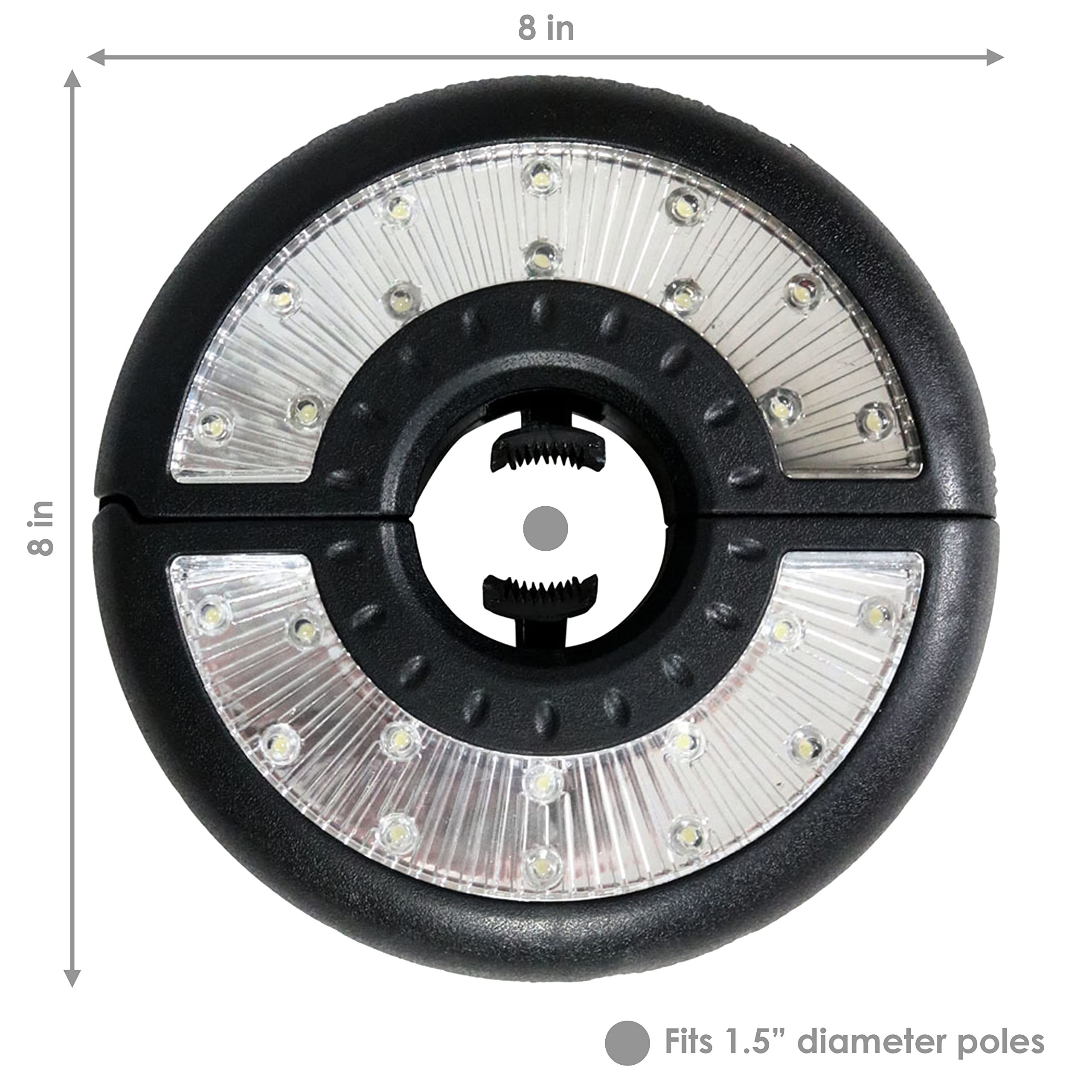 Sunnydaze 24-LED Umbrella Lights 2-Panel Cordless Light Ring for Patio Umbrellas - Battery Operated - Black - Set of 2
