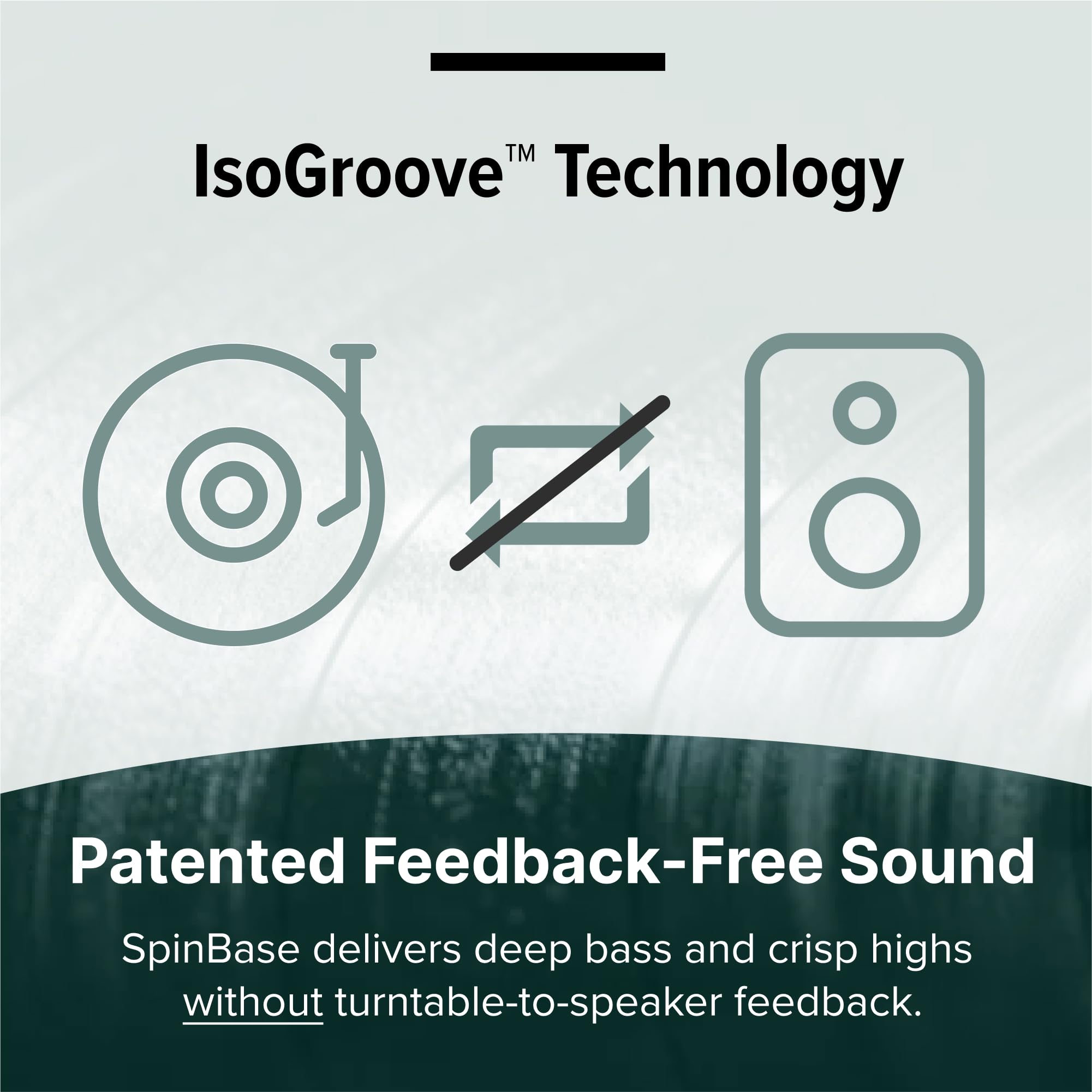 Andover Audio Spinbase Speaker System Designed for Turntables; Phono Input, Bluetooth, aux-in, Bass and Treble Control, ISOGroove Anti-Feedback - (Black)