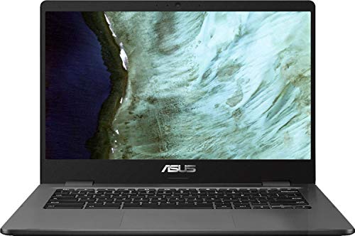 2021 Newest ASUS Chromebook Laptop, 14" HD Non-Touch Display, Intel Celeron N3350 Processor, 4GB Memory, 32GB eMMC SSD, Wi-Fi, Bluetooth, Webcam, Chrome OS, KKE 64GB MicroSD Card, Grey
