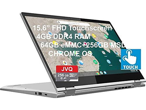 Lenovo 2022 Newest C340 15.6" FHD Touchscreen 2-in-1 Chromebook Laptop, Intel i3 CPU(Up to 3.4GHz), 4GB RAM, 320GB Space(64GB eMMC+256GB MSD), USB-C, Wi-Fi, Bluetooth, Webcam, Chrome OS+JVQ MP