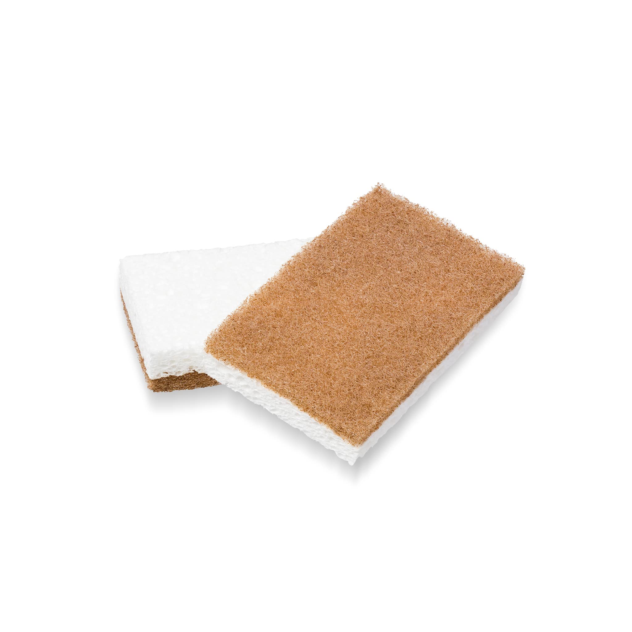 Full Circle, White Bubble Up Bamboo Dish Brush, White & In A Nutshell Walnut Scrubber Sponges – Pack of 2 Non-Scratch Natural Kitchen Scrubbies for Dishes and Household Cleaning