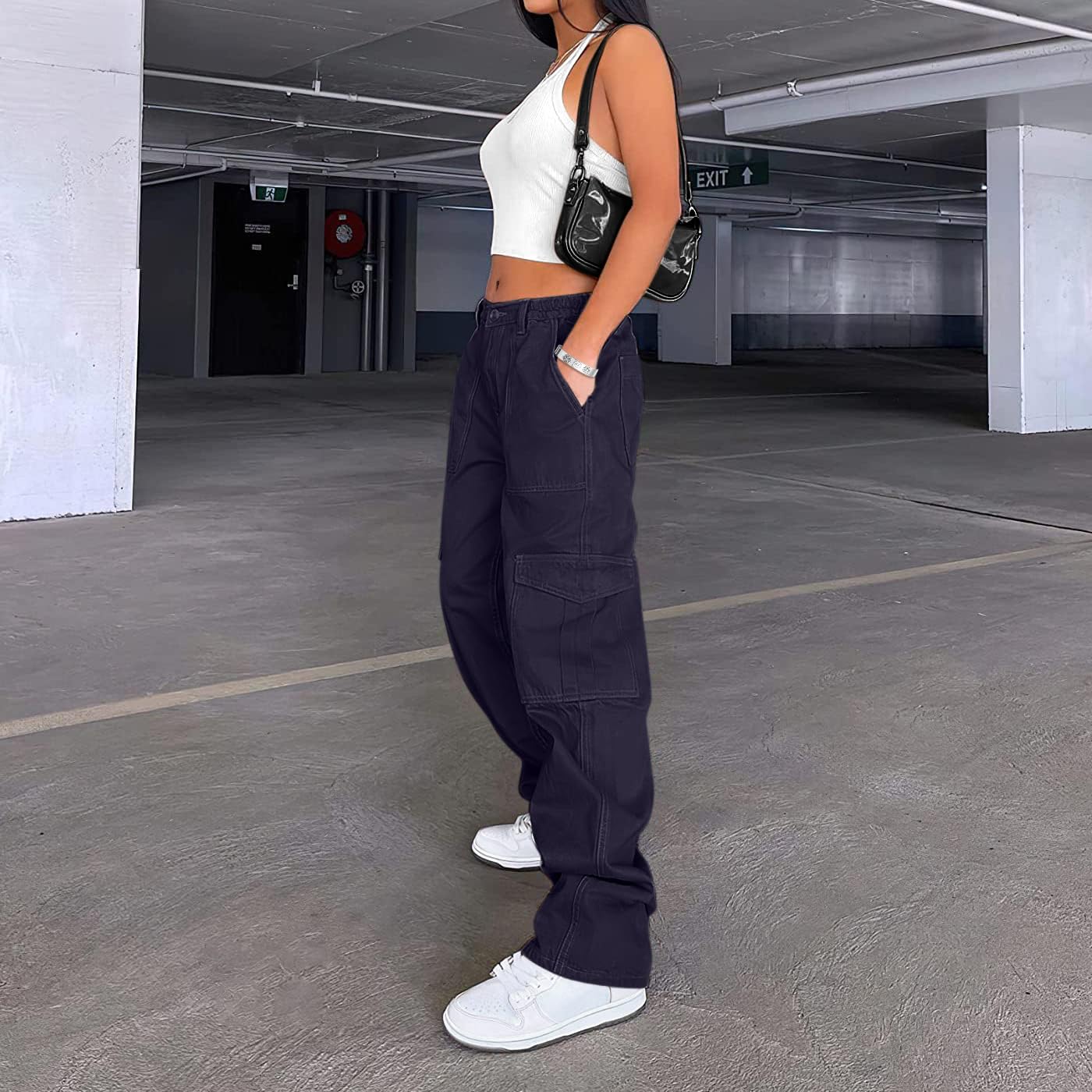 Cargo Pants Women Cotton Wide Leg Casual Hiking Military Army Combat Work Pants