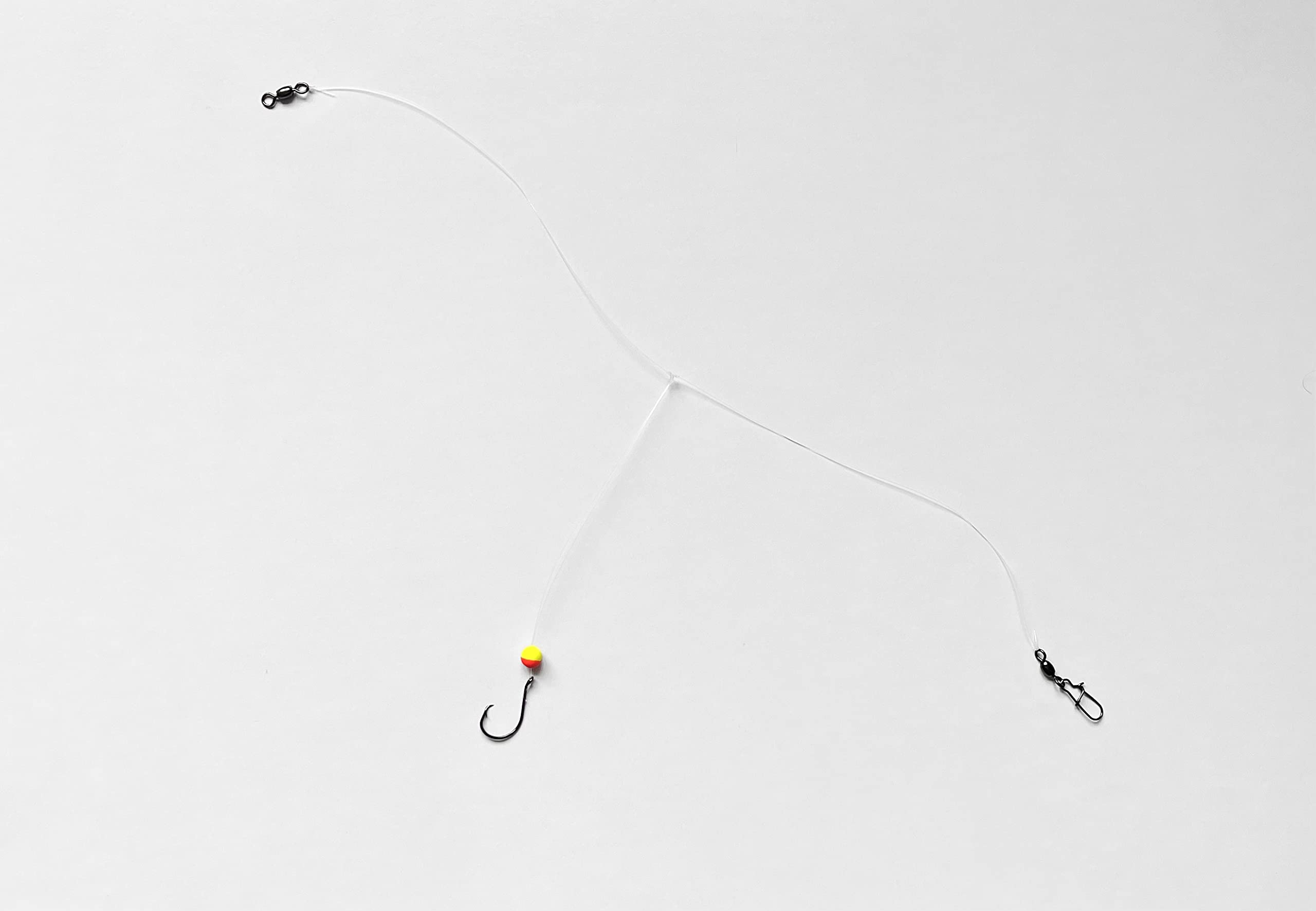 6 Pack Fluorocarbon Single Drop Surf Fishing Rigs Pompano Whiting Hand-Tied (20LB Fluorocarbon)