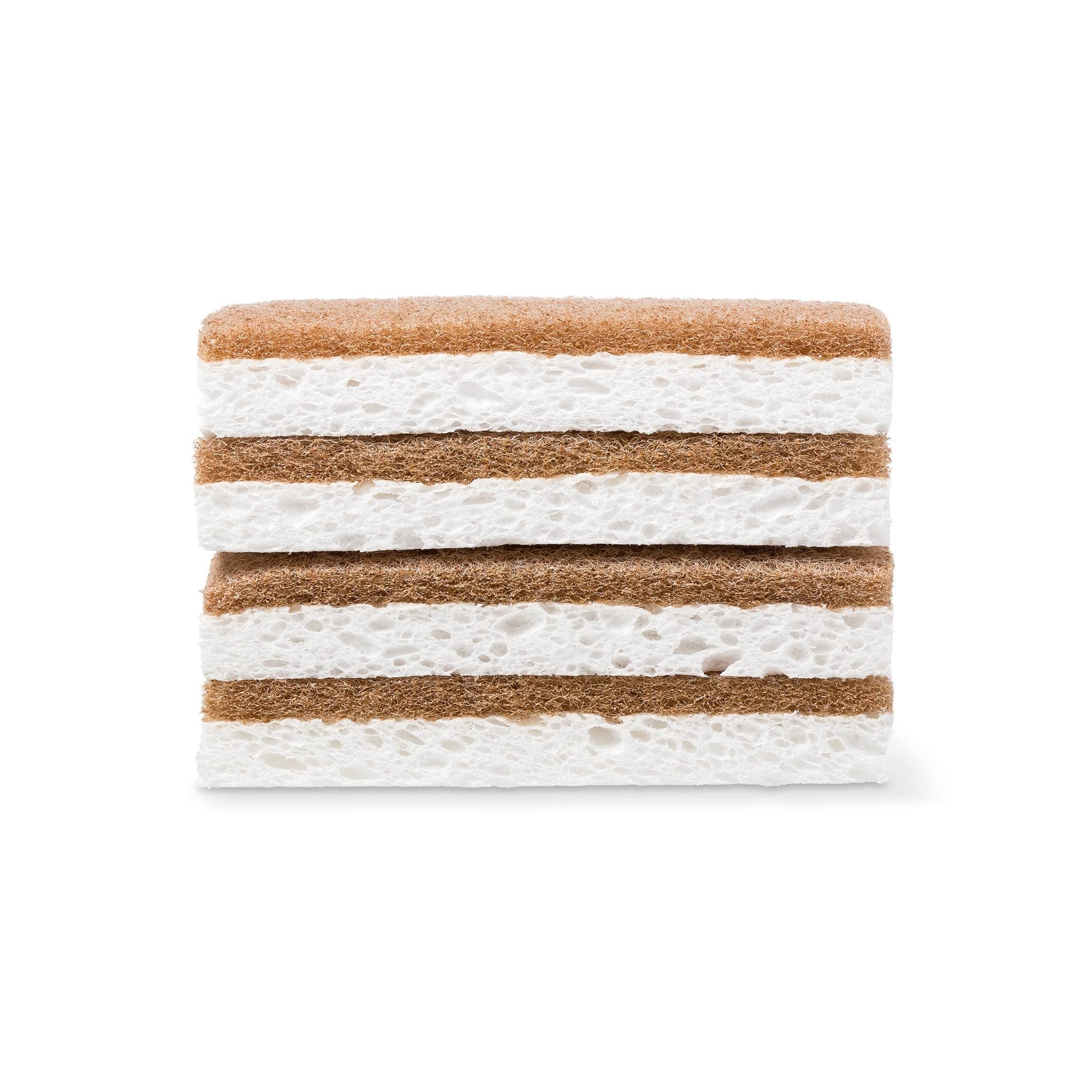 Full Circle, White Bubble Up Bamboo Dish Brush, White & In A Nutshell Walnut Scrubber Sponges – Pack of 2 Non-Scratch Natural Kitchen Scrubbies for Dishes and Household Cleaning