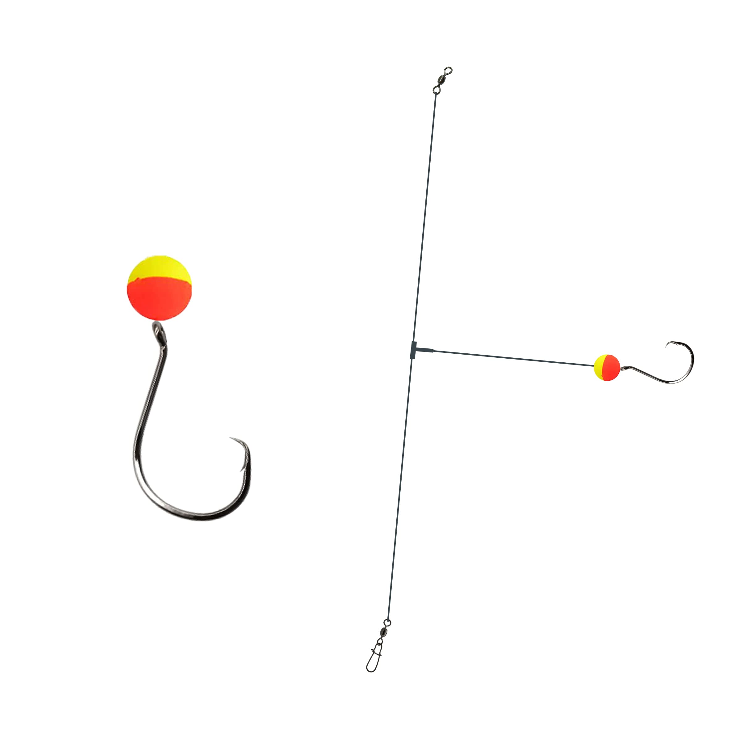 6 Pack Fluorocarbon Single Drop Surf Fishing Rigs Pompano Whiting Hand-Tied (20LB Fluorocarbon)