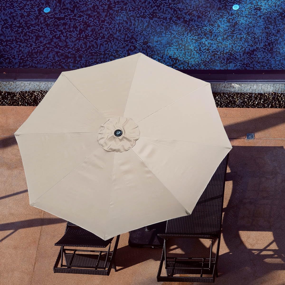 ontheway 11FT Patio Umbrella with 8 Ribs and Rust-Resistant Frame and Crank, UV Protection Outdoor Table Umbrella (Beige, 11FT)