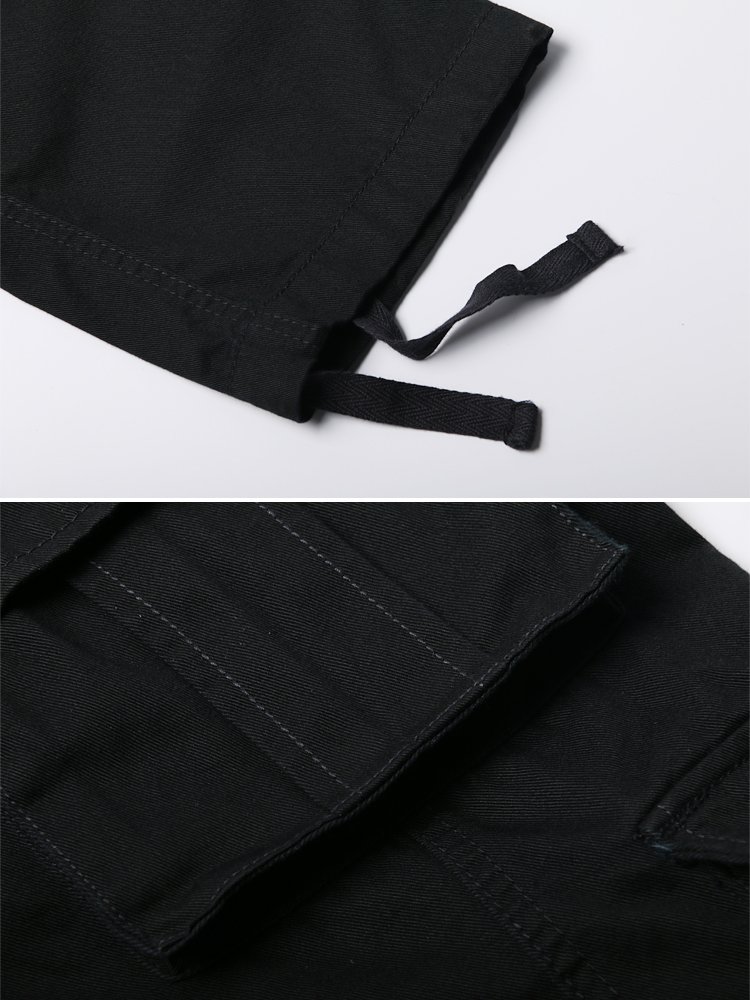OCHENTA Men's Cotton Casual Cargo Work Military Tactical Combat Army Pants with 8 Pockets Black 29