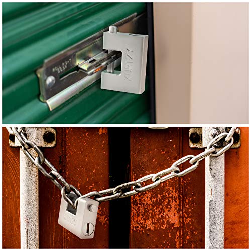 Kurtzy Heavy Duty 1kg Padlocks with 10 Keys (2 Pack) - Hardened Solid Steel Hardware Monoblock Lock - 12mm Thick Shackle - Protect Garages, Containers, Sheds, Shutters, Lockers, Gates and Warehouses
