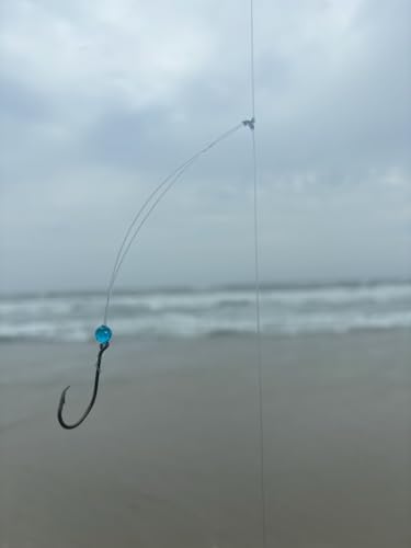 3 Pack '2/0' Bead Rig Surf Fishing Hi-Lo Double Drop Hand-Tied 30LB Mono (Ocean Blue)