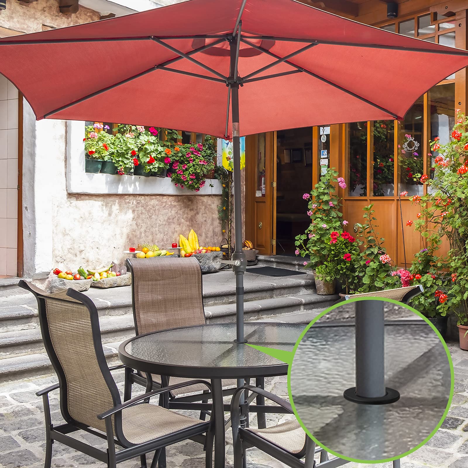2 Pieces Patio Table Umbrella Hole Ring Umbrella Cone Wedge Plug Umbrella Stabilizer Sleeve for 2 to 2.5 Inch Patio Table Hole and 1.5 Inch Pool Umbrella Adapter
