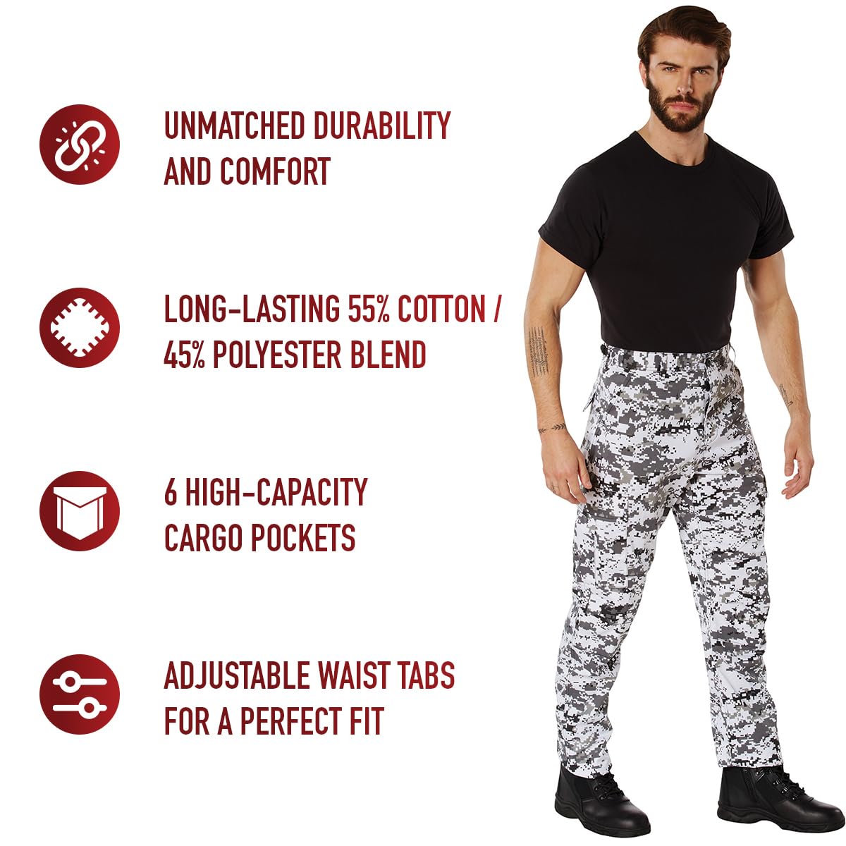 Rothco Digital Camo Tactical BDU Pants (US, Alpha, Large, Regular, Regular, City Digital Camo)