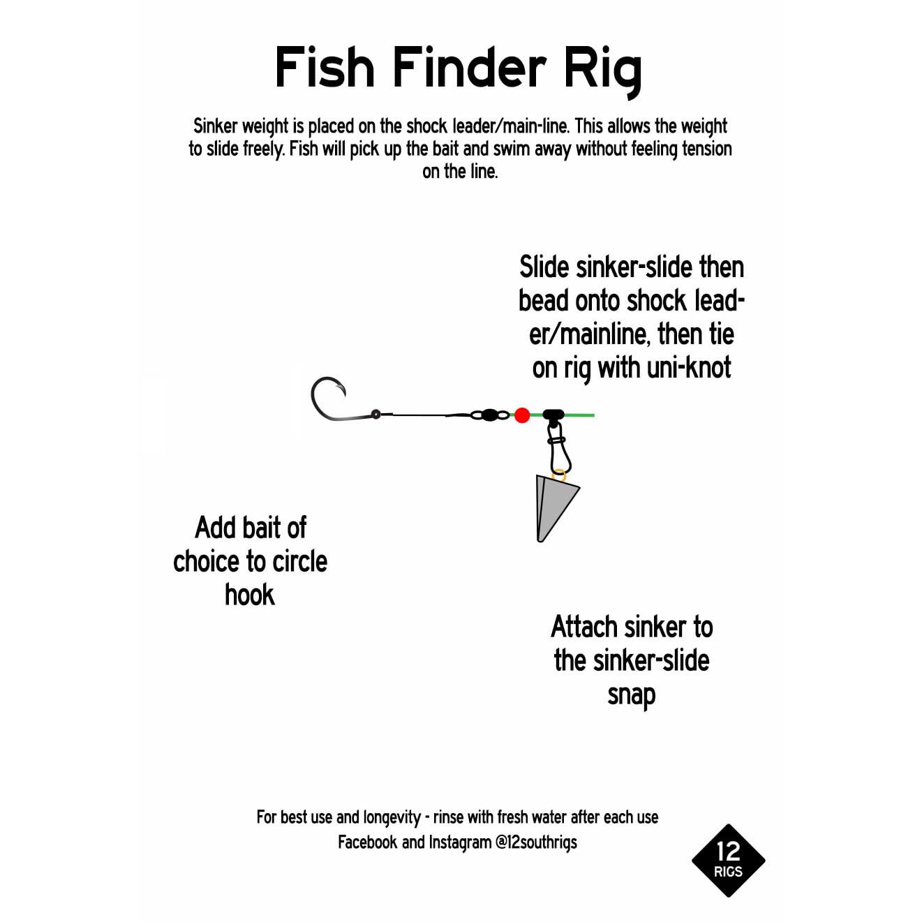3 Pack 'Hatteras Style' Fish Finder Red Drum Surf Fishing Rigs 100LB Mono (7/0)