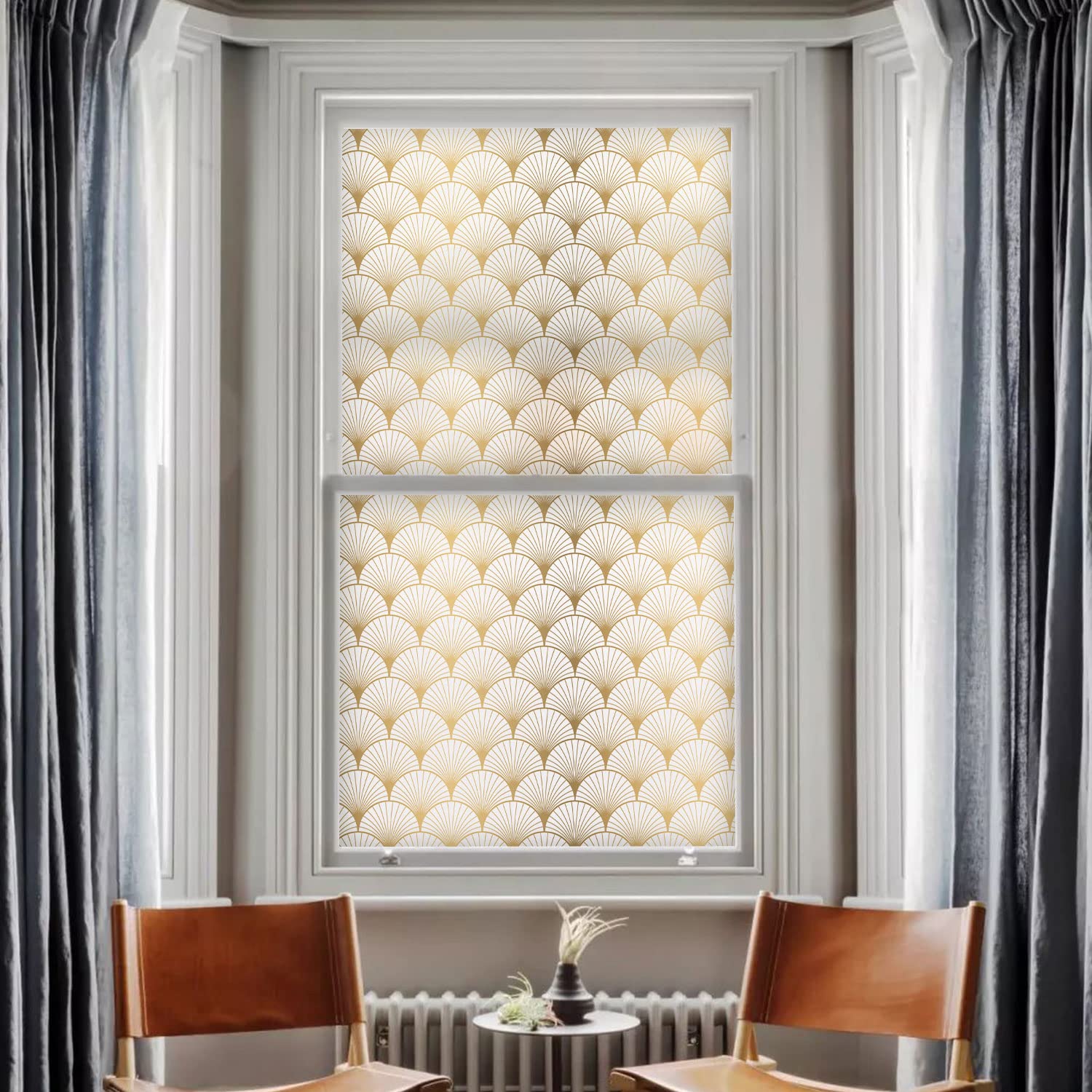 DKTIE Window Privacy Film Frosted Glass Static Clings Non Adhesive with Installation Tools, Modern Home Improvement Style (B117, 17.7'' x 78.7'')