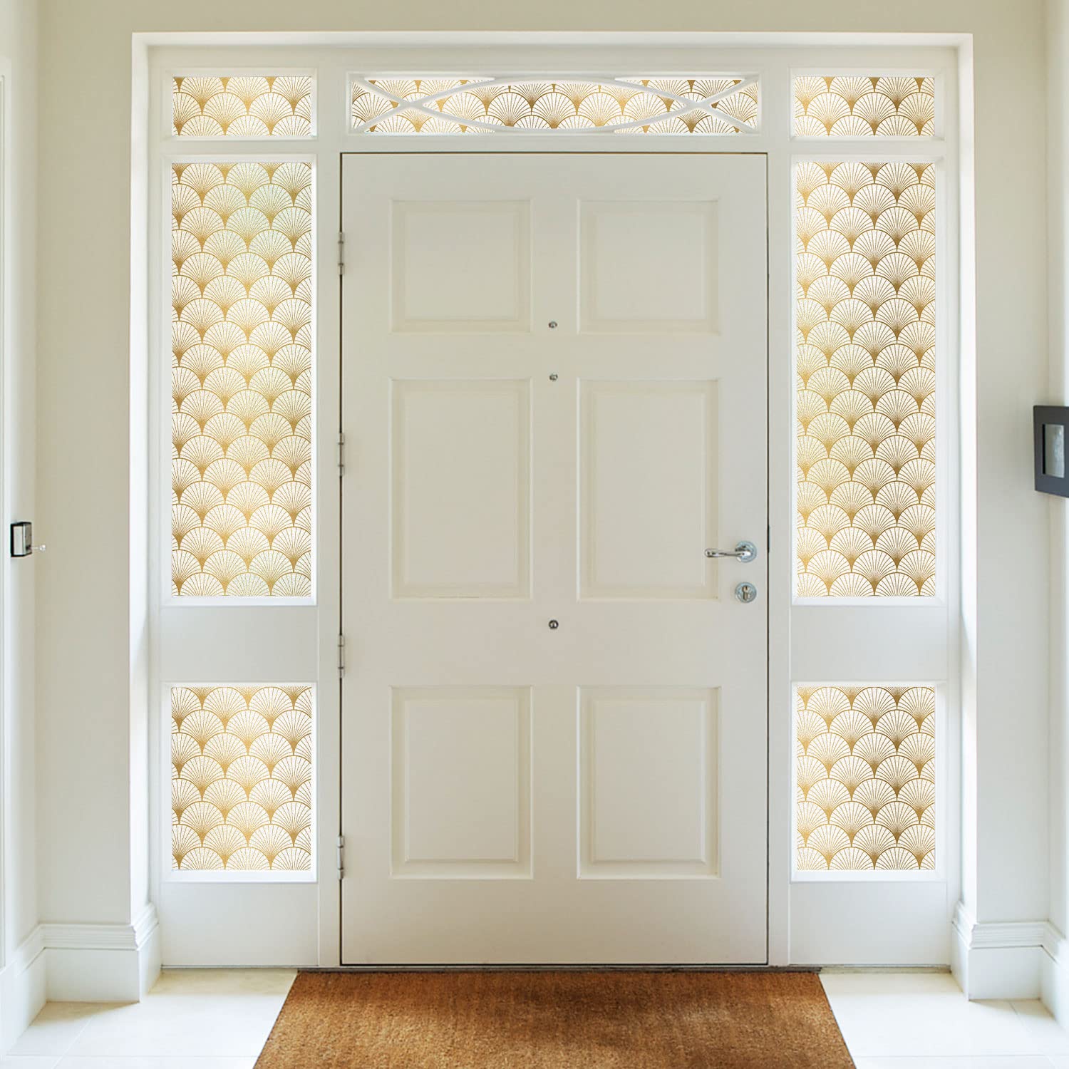 DKTIE Window Privacy Film Frosted Glass Static Clings Non Adhesive with Installation Tools, Modern Home Improvement Style (B117, 17.7'' x 78.7'')