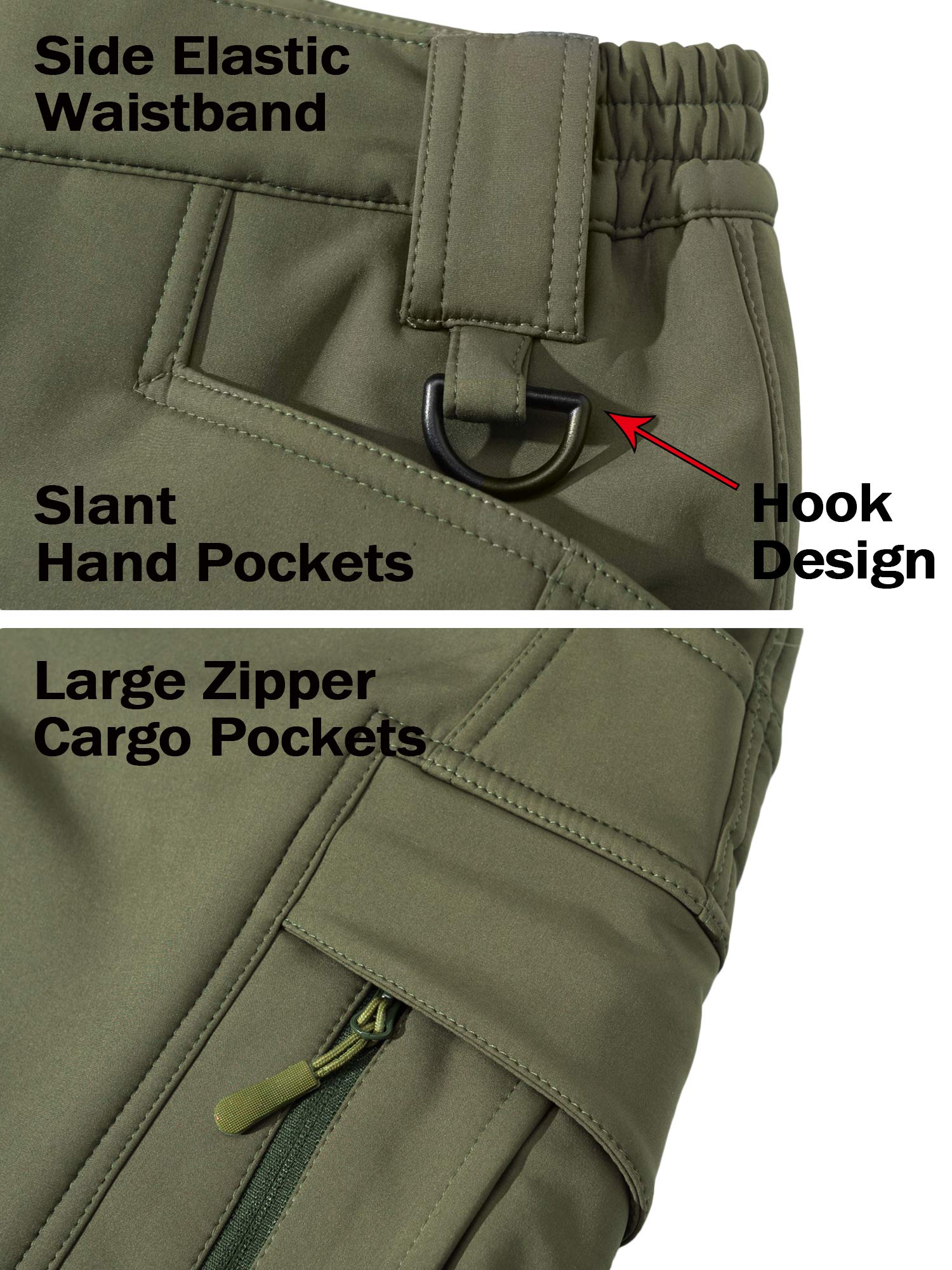 MAGCOMSEN Military Tactical Pants for Men - Fleece Lined Winter Waterproof Snowboarding Hiking Army Pants