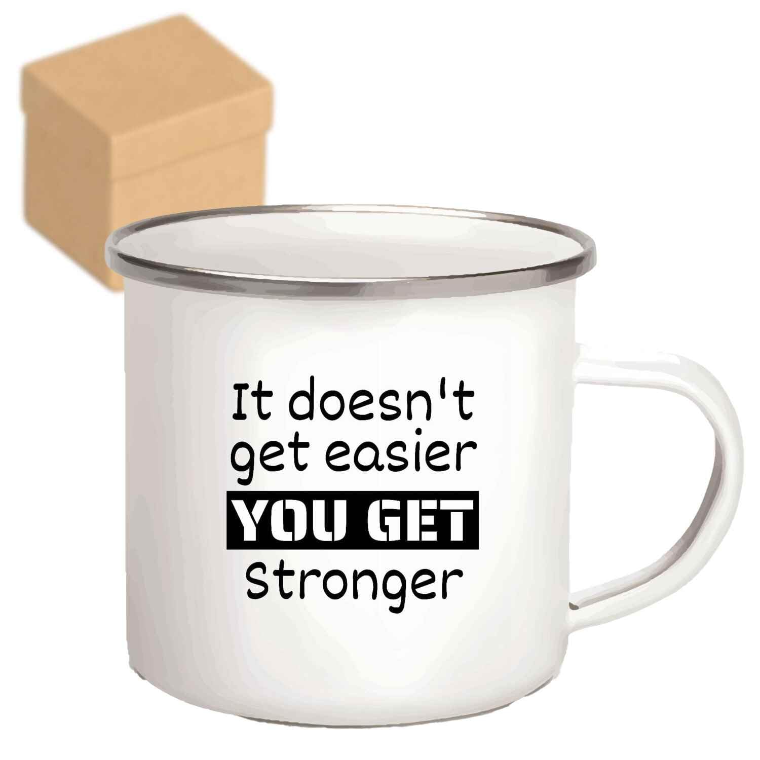 Novelty Gift Strength And Humor Combined Get Stronger Student Adult Gift, Ideal For Graduation Show Courage And Tenacity, 12oz Enamel Silver Mug