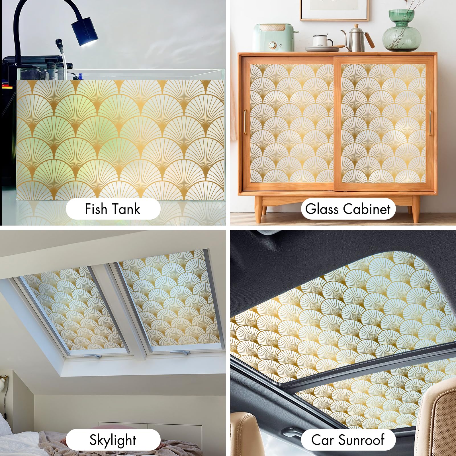 DKTIE Window Privacy Film Frosted Glass Static Clings Non Adhesive with Installation Tools, Modern Home Improvement Style (B117, 17.7'' x 78.7'')