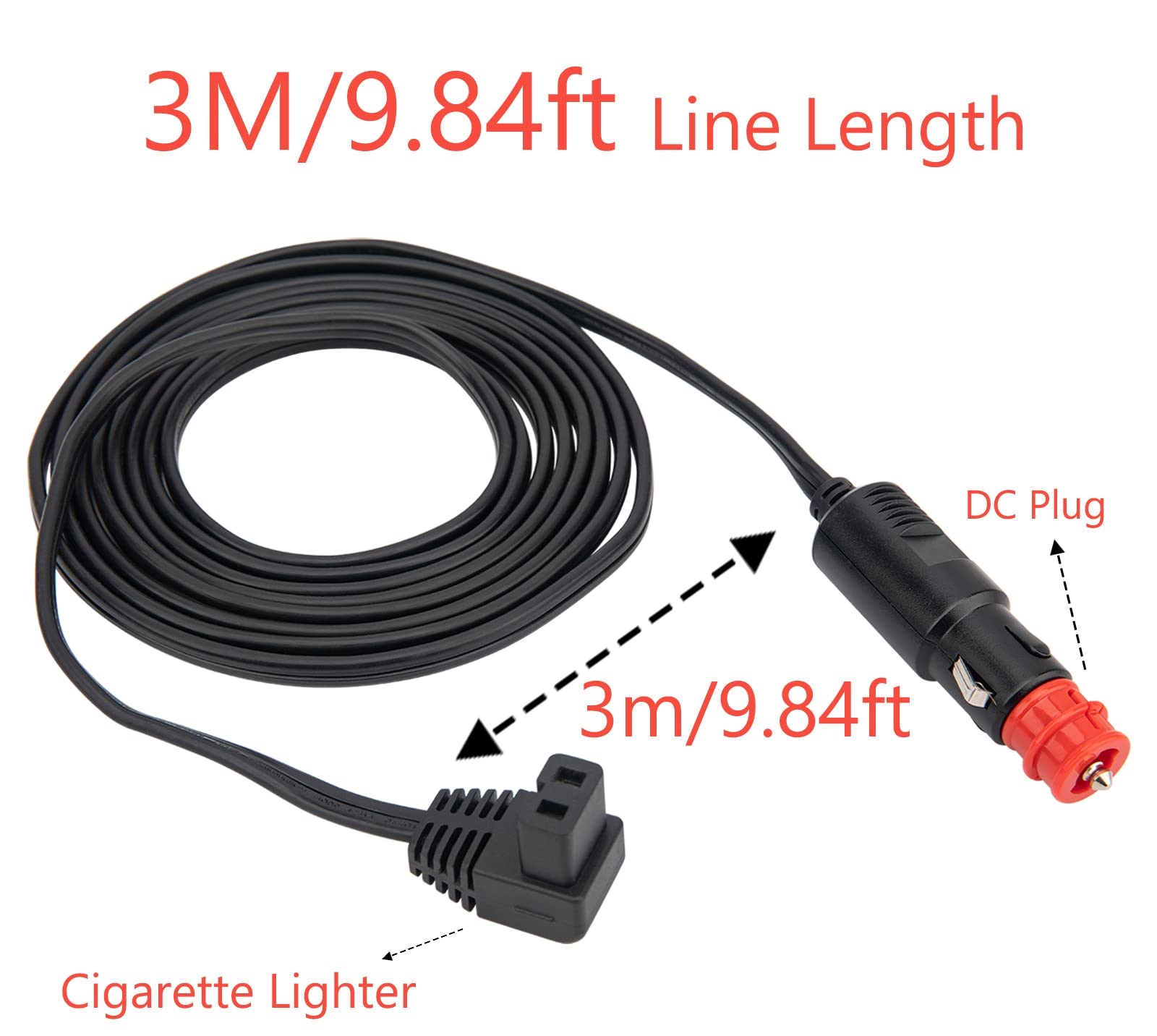 12V/24V DC Power Cord Cigarette Lighter Plug Car Refrigerator DC Power Cable Compatible with Alpicool/Dometic/ARB/Ausranvik/ICECO Portable Car Refrigerator Fridge