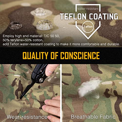 IDOGEAR Men G3 Assault Combat Uniform Set with Knee Pads Camo Camouflage Tactical Airsoft Hunting Paintball Gear (Camo, Small)