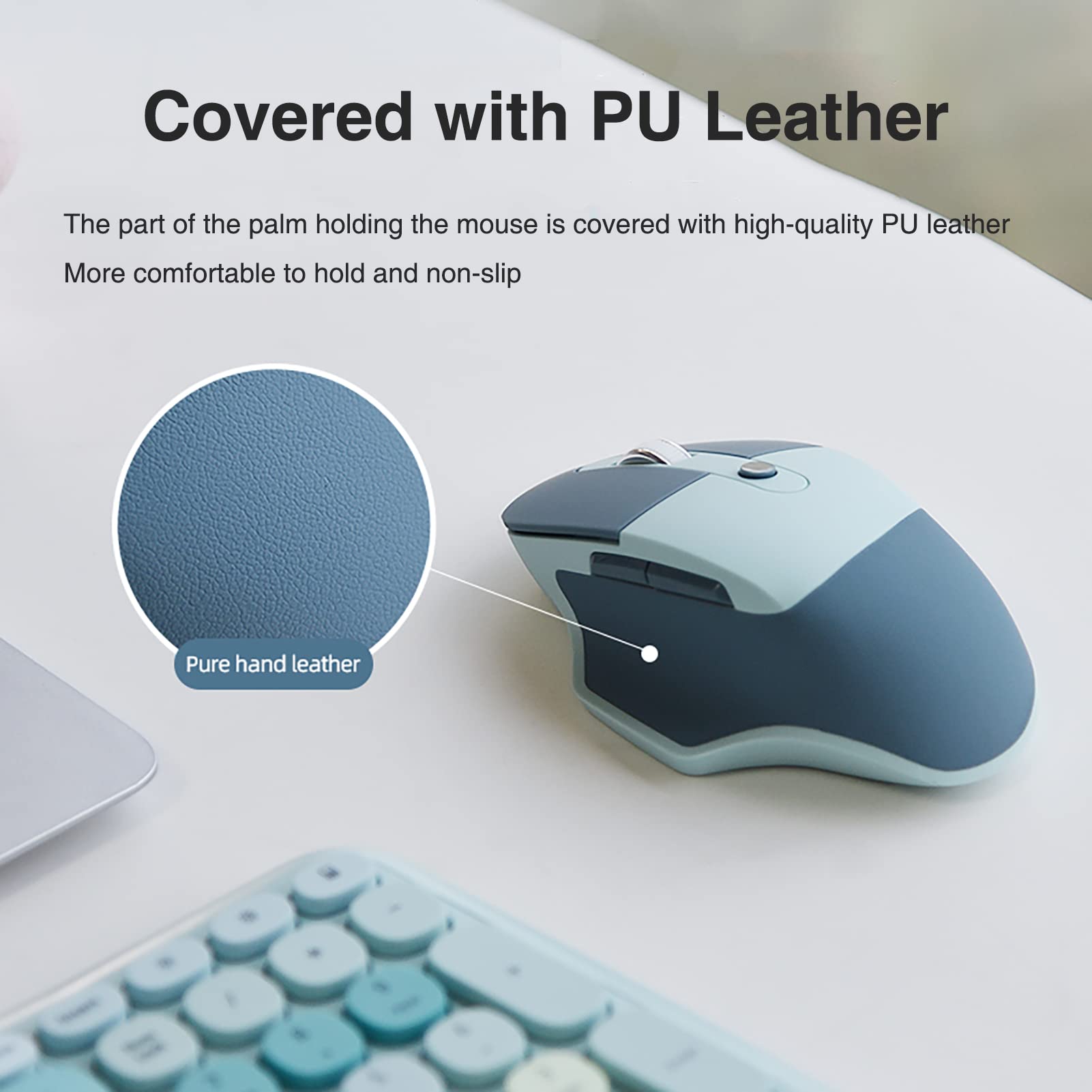 Wireless Ergonomic Keyboard and Mouse Combo with PU Wrist Rest, Carpal Tunnel Keyboard, 2.4G Colorful Split Ergo Keyboard, Comfortable Natural Typing, Compatible with PC/Laptop (Purple)