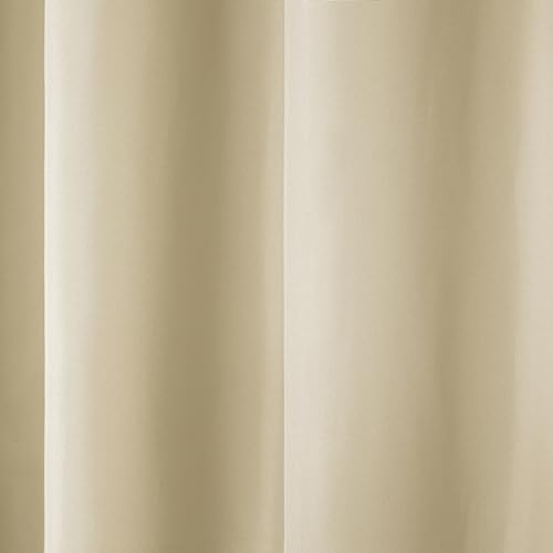 TOWN & COUNTRY BASICS Cabana Solid Heavyweight Indoor Outdoor Curtains, Light Filtering Opacity with Grommet Top, Water Repellent, 2-Pack Set, 54"x84", Natural