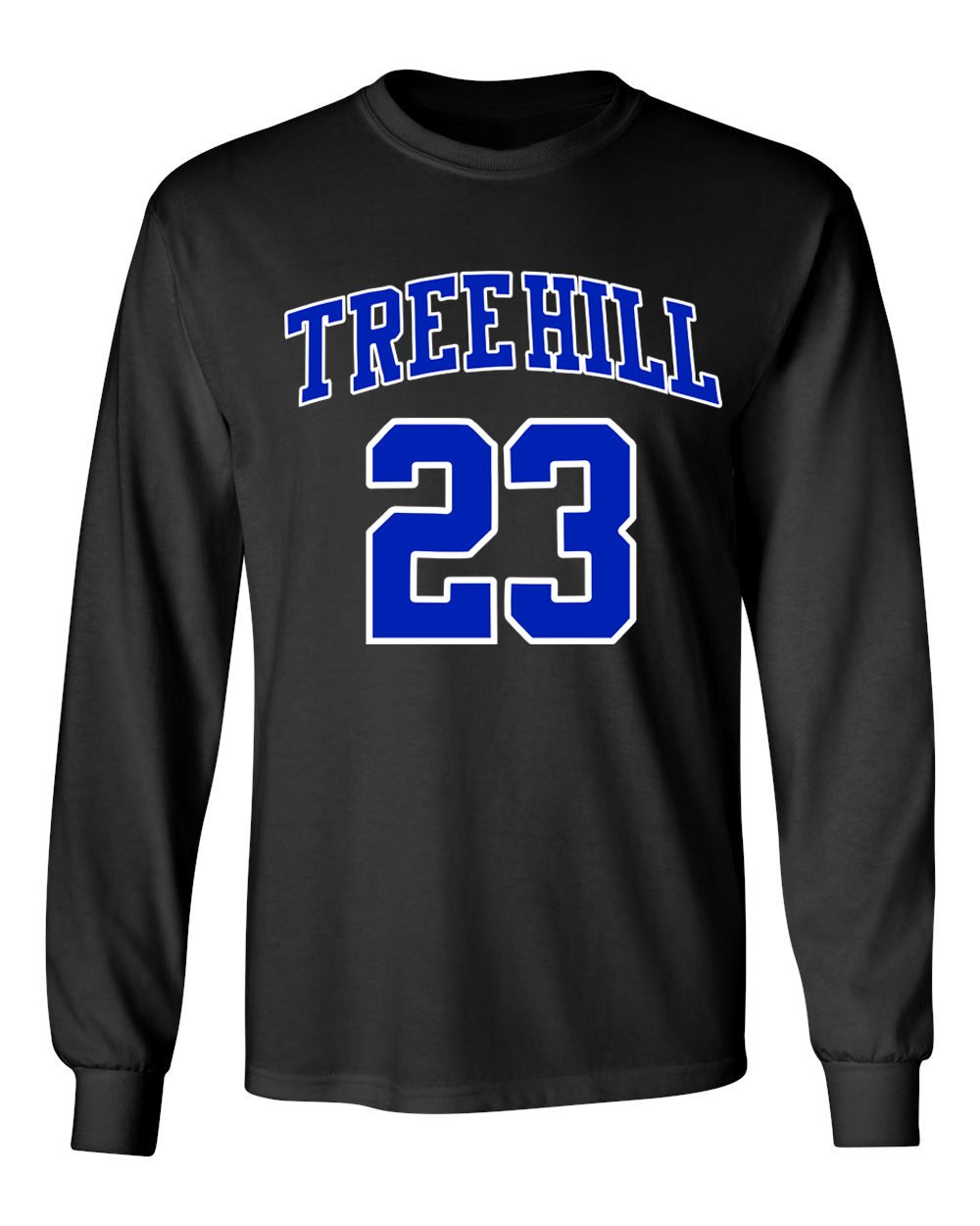Basketball Movie #23 Nathan Scott One Tree Hill Ravens Jersey Style Men's Long Sleeve T Shirt (Black,2XL)