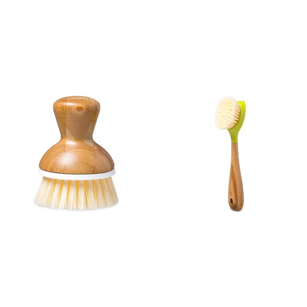 Full Circle, White Bubble Up Bamboo Dish Brush, White & Be Good Kitchen Dish Brush with Bamboo Handle β Long Handle Dish Scrubber with Tough Bristles, Green