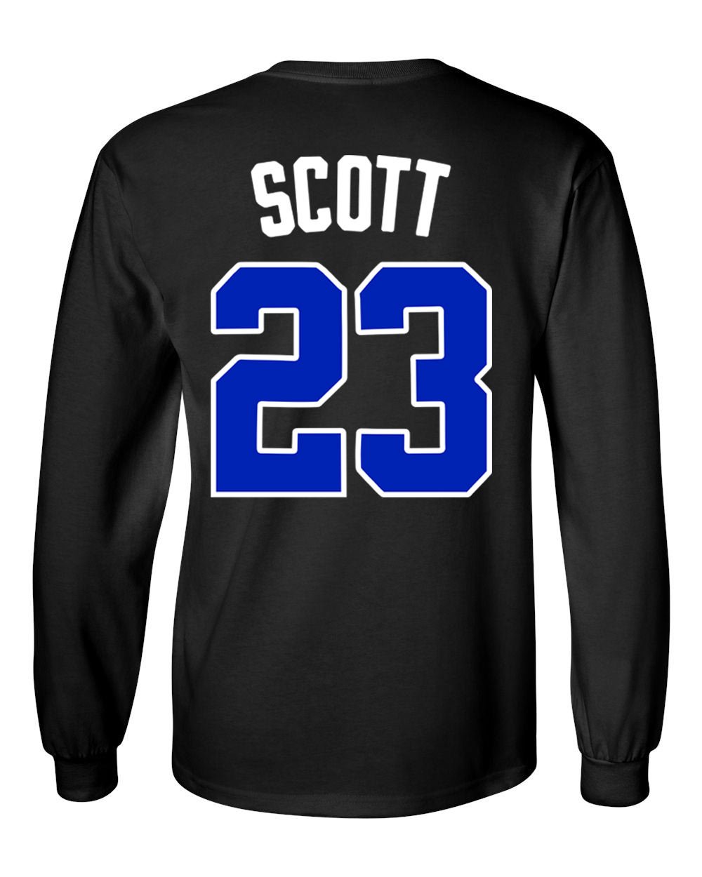 Basketball Movie #23 Nathan Scott One Tree Hill Ravens Jersey Style Men's Long Sleeve T Shirt (Black,2XL)