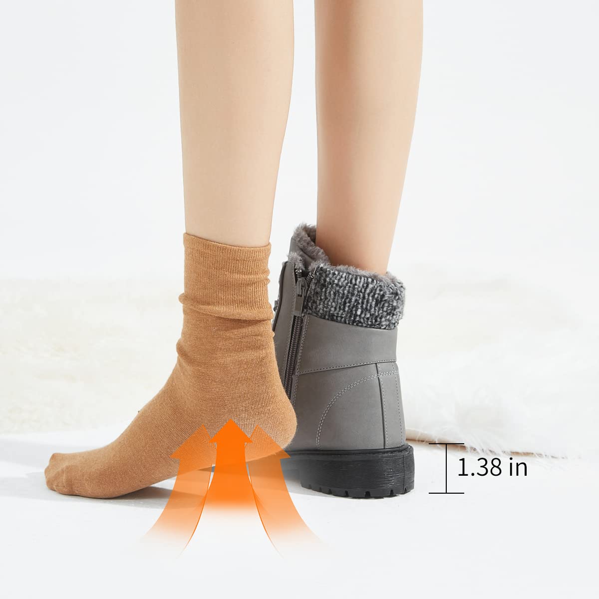yageyan Womens Winter Snow Boots Warm Fur Lined Winter Water-resistan Ankle Booties Zipper Anti-Slip Combat Boots(Grey7)