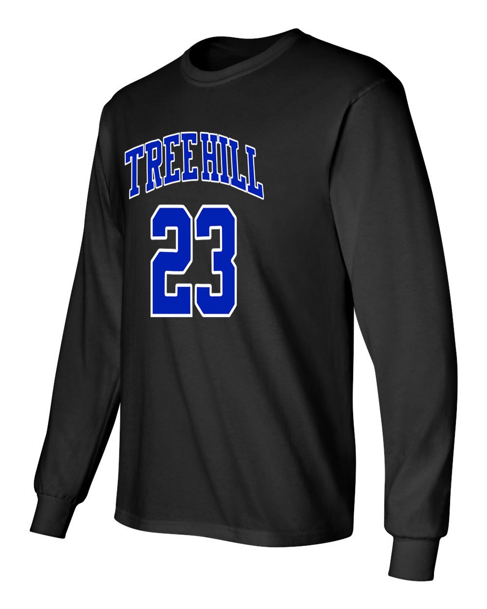 Basketball Movie #23 Nathan Scott One Tree Hill Ravens Jersey Style Men's Long Sleeve T Shirt (Black,2XL)