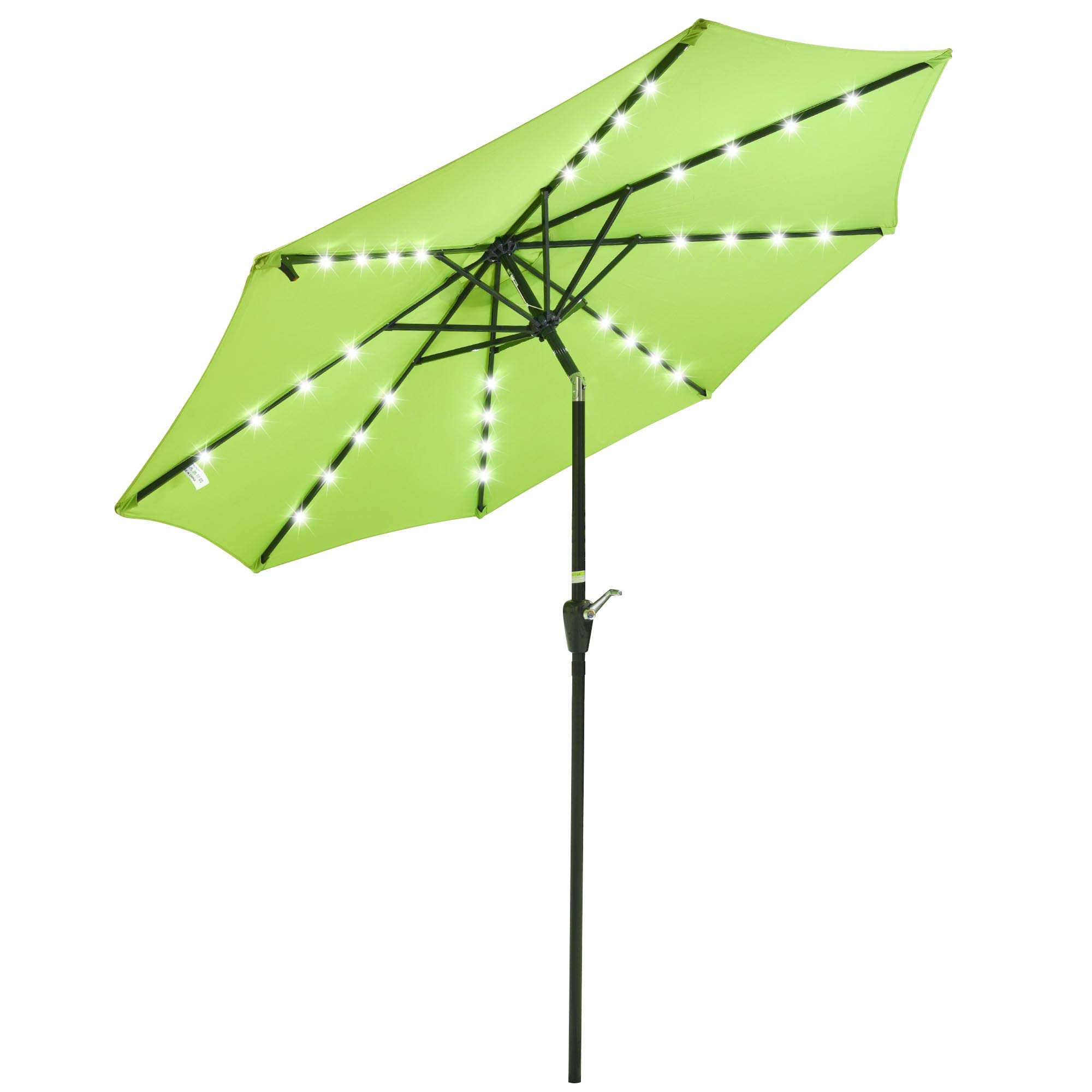 Yescom 9ft 32 Solar Powered LED Light Outdoor Patio Umbrella with 8 Rib Crank Tilt for Table Market Beach Yard Cafe Deck