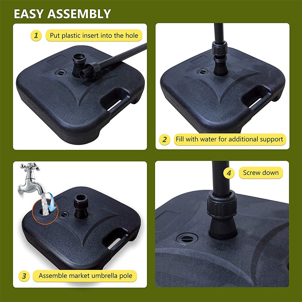 LOKATSE HOME Patio Outdoor Umbrella Base Stand Weight, Plastic Square Base Water Filled for Patio Umbrellas (Black)