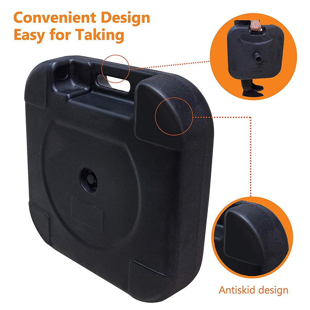 LOKATSE HOME Patio Outdoor Umbrella Base Stand Weight, Plastic Square Base Water Filled for Patio Umbrellas (Black)