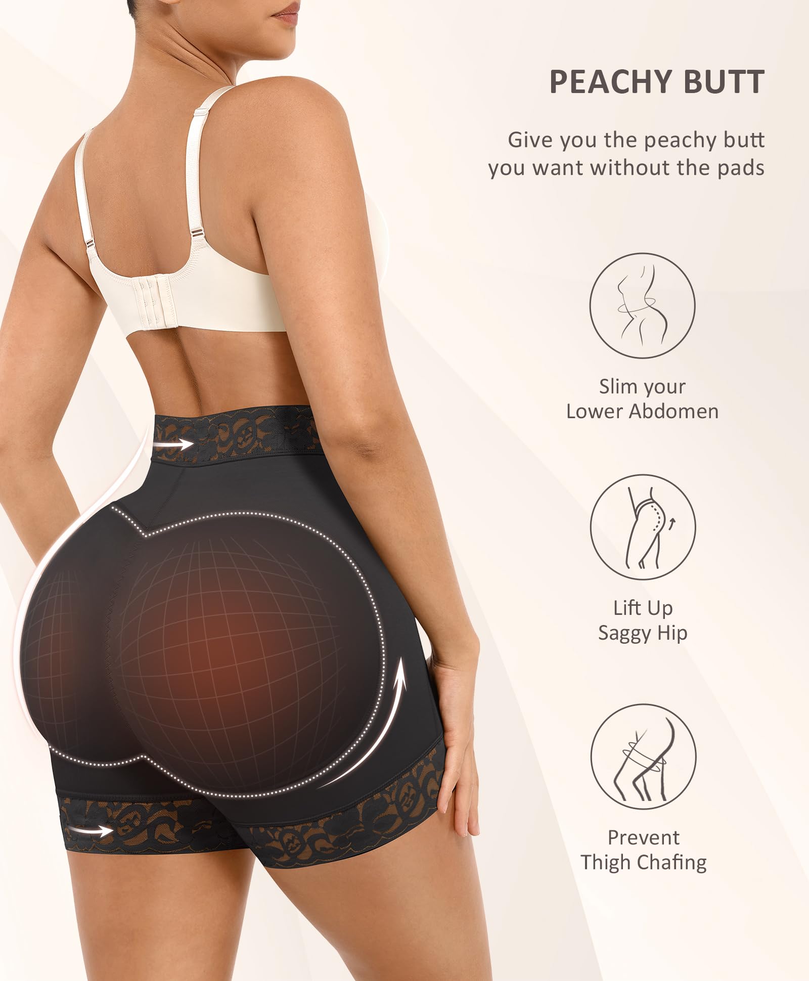FeelinGirl Body Shaper Panty Tummy Control Shapewear Middle Waist Shorts Butt Shaper Black M