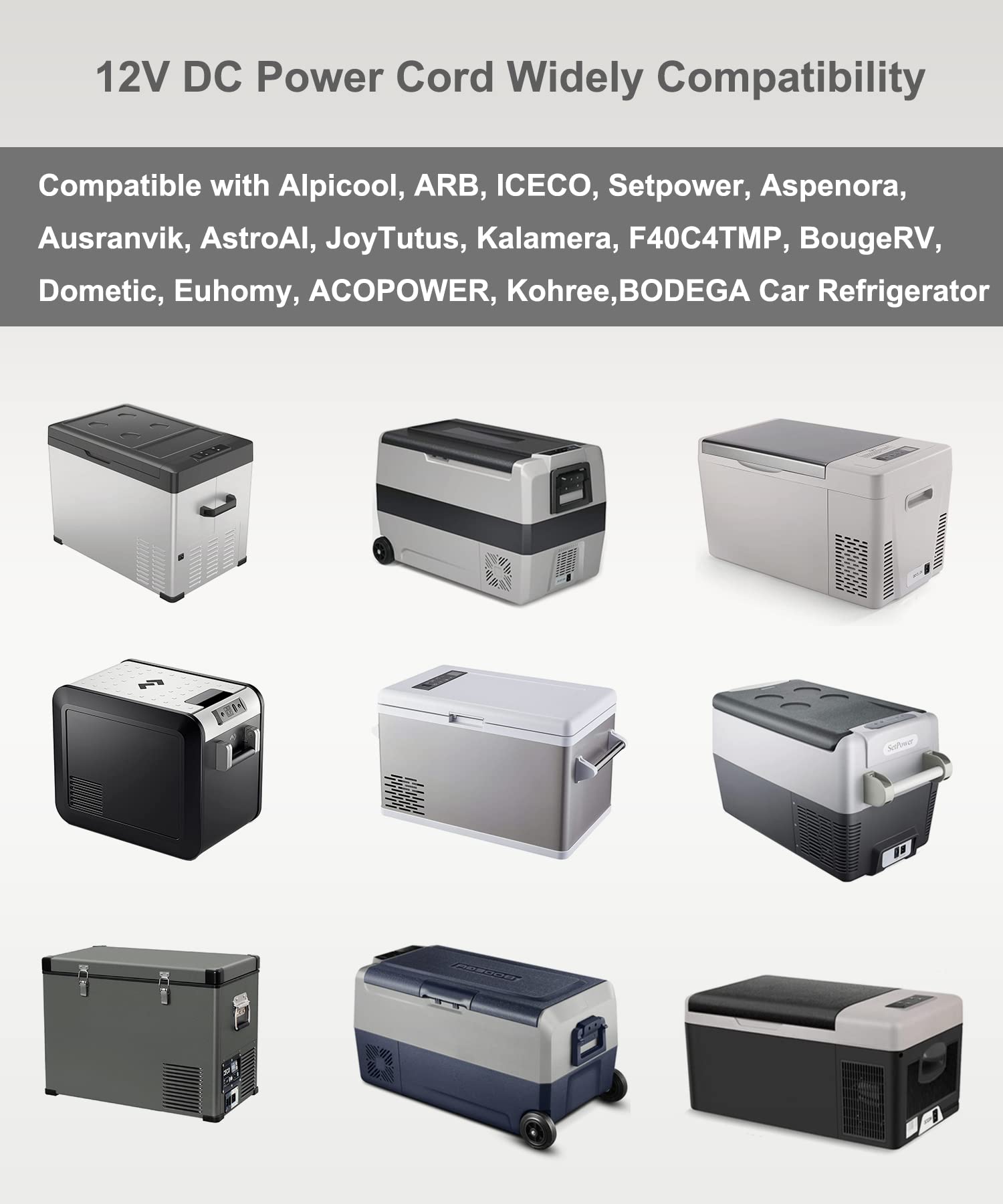 Portable Refrigerator AC Power Adapter, Fridge Freezer AC Power Cord for Alpicool, ARB, ICECO, Setpower, Aspenora, Ausranvik, AstroAI, JoyTutus, Kalamera, F40C4TMP Portable Freezer Fridge