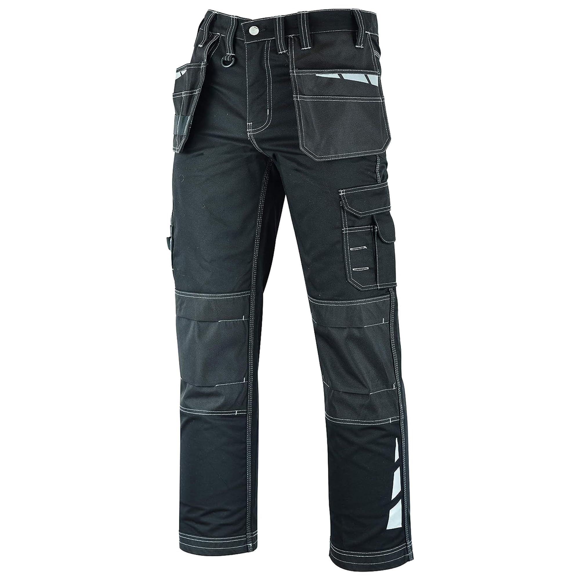 MS9 Men's Work Pants Casual Tactical Trousers Jeans with Holster Pockets Black
