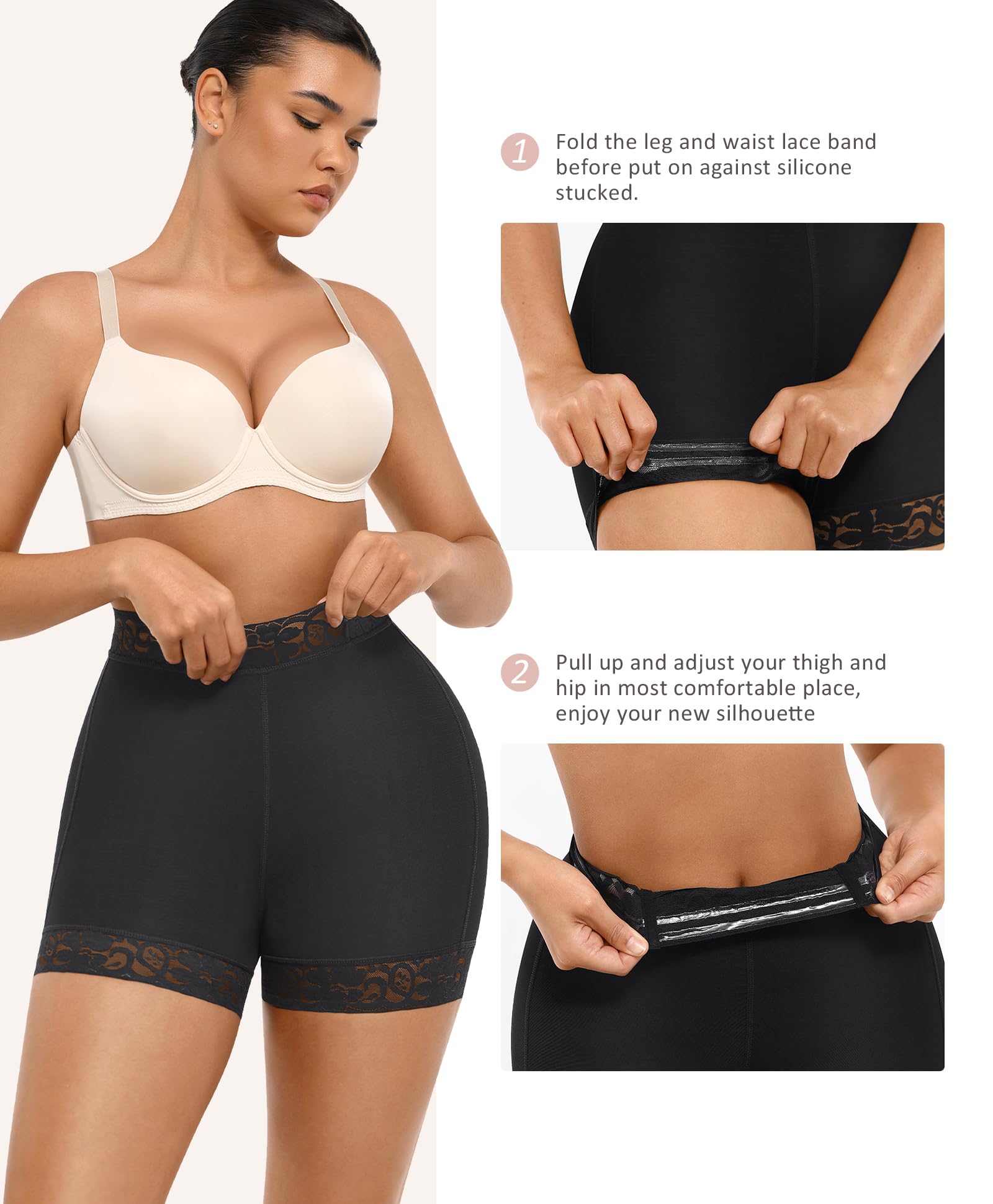 FeelinGirl Body Shaper Panty Tummy Control Shapewear Middle Waist Shorts Butt Shaper Black M