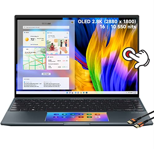 ASUS Zenbook 14X 14 16:10 OLED 2.8K (2880 x 1800) Touch Laptop Core i7-1165G7 NVIDIA GeForce MX450 Win11 Pro 550 nits 100% DCI-P3 Pantone Backlit KB Harman / Kardon w/hdmi (16GB RAM | 1TB PCIe SSD)
