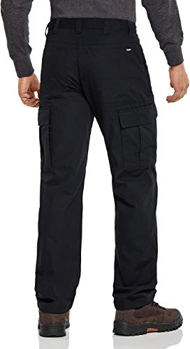 CQR Men's Winter Tactical Cargo Pants, Thermal Fleece Lined Outdoor Snow Ski Hiking Work, Fleece Cargo Black, 30W x 30L