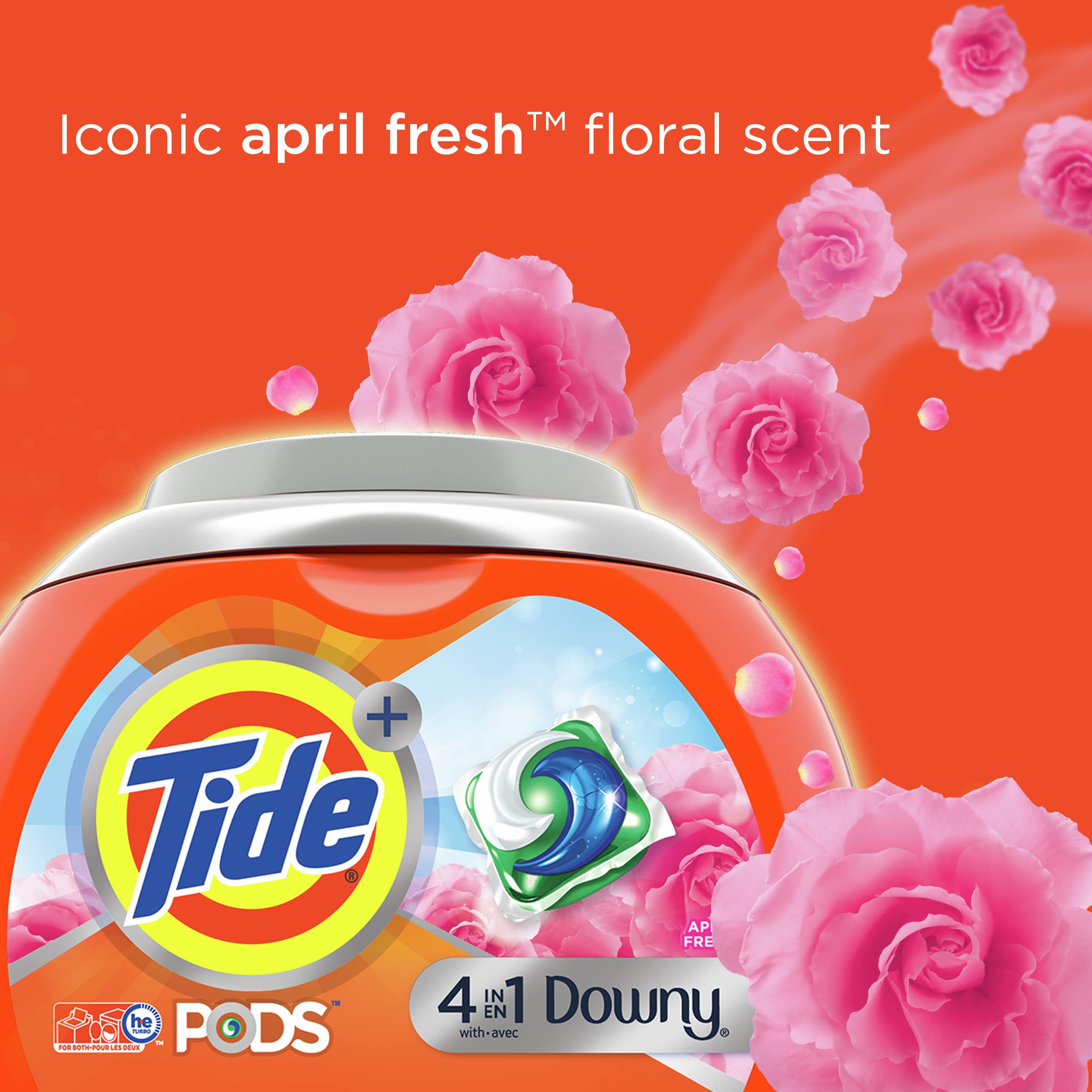 Tide PODS with Downy Liquid Laundry Detergent Pacs April Fresh 57 count