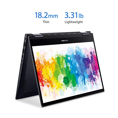 ASUS VivoBook Flip 14 Thin and Light 2-in-1 Laptop, 14” FHD Touch Display, AMD Ryzen 7 5700U, 8GB RAM, 512GB SSD, Stylus, Windows 10 Home, Fingerprint Reader, Bespoke Black, TM420UA-DS71T