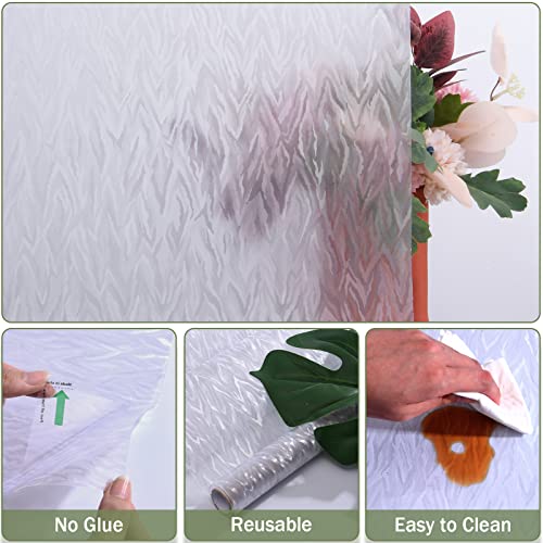 FEOMOS Window Privacy Film, Static Cling Window Film Frosted Window Decals, Decorative Glass Vinyl, ICY Flame Patterned Films for Windows Doors 35.4x78.7 inches