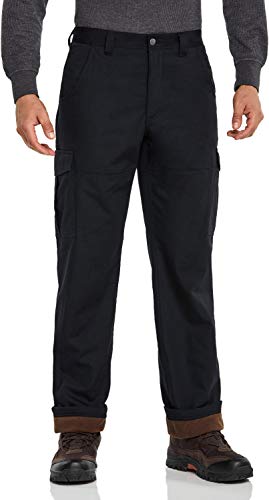 CQR Men's Winter Tactical Cargo Pants, Thermal Fleece Lined Outdoor Snow Ski Hiking Work, Fleece Cargo Black, 30W x 30L